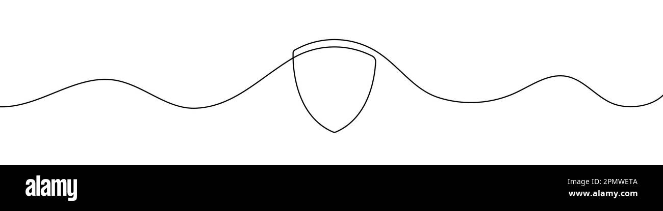 Shield in continuous line drawing style. Line art of a shield. Vector ...