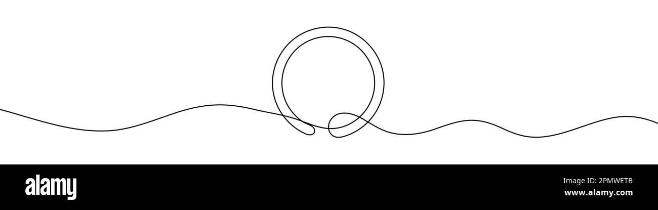 Round frame in continuous line drawing style. Line art of round frame ...