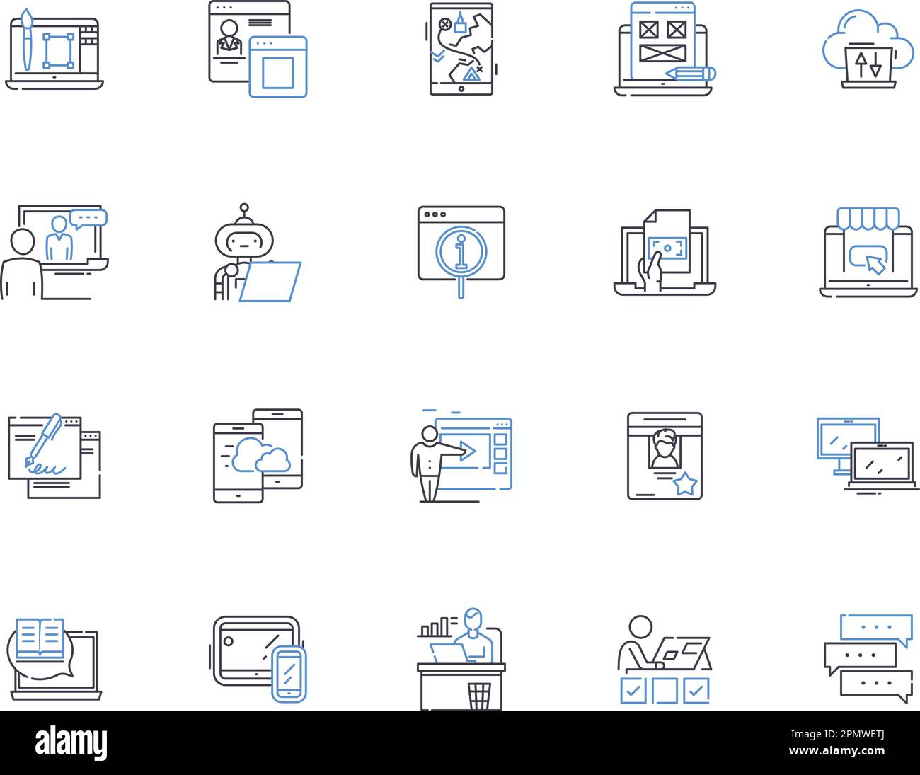 Laptop notebook outline icons collection. laptop, notebook, computer ...