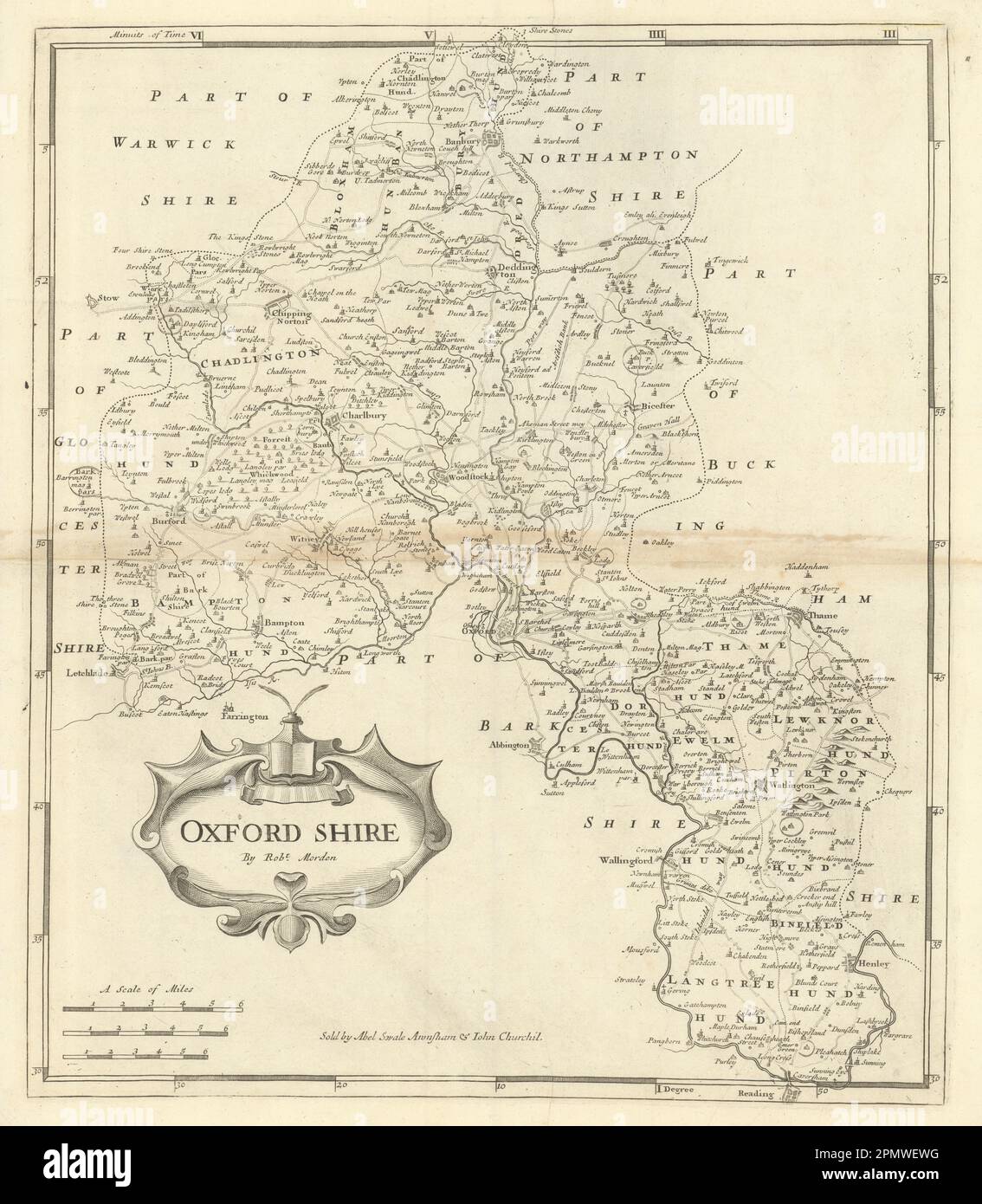 Oxfordshire. 'OXFORD SHIRE' by ROBERT MORDEN from Camden's Britannia ...
