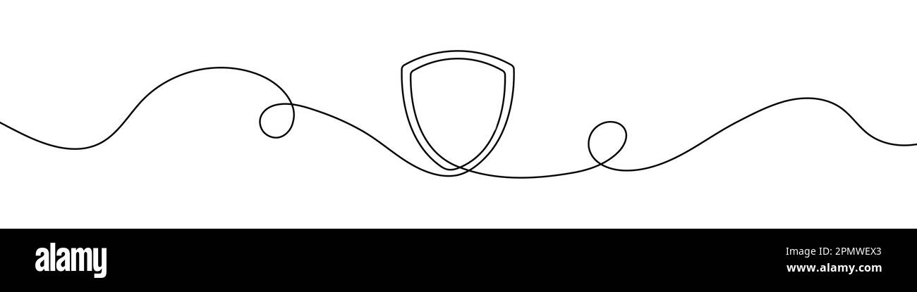 Shield in continuous line drawing style. Line art of a shield. Vector ...