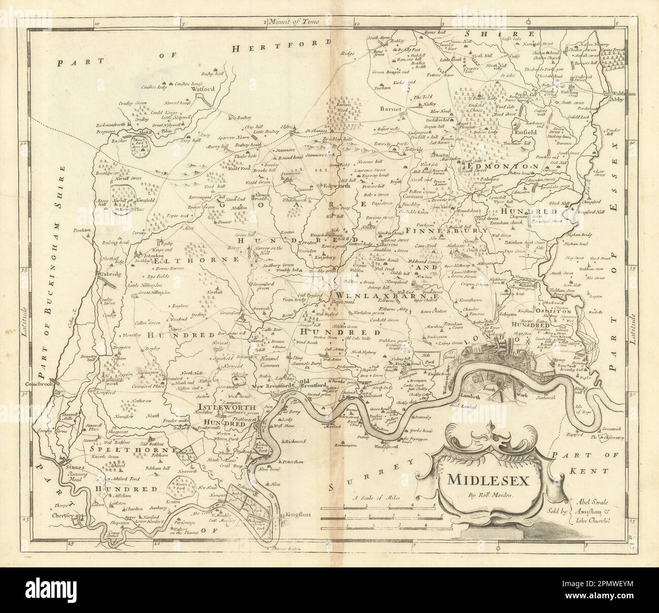 Middlesex. 'MIDLESEX' by ROBERT MORDEN.Present-day North & West London ...