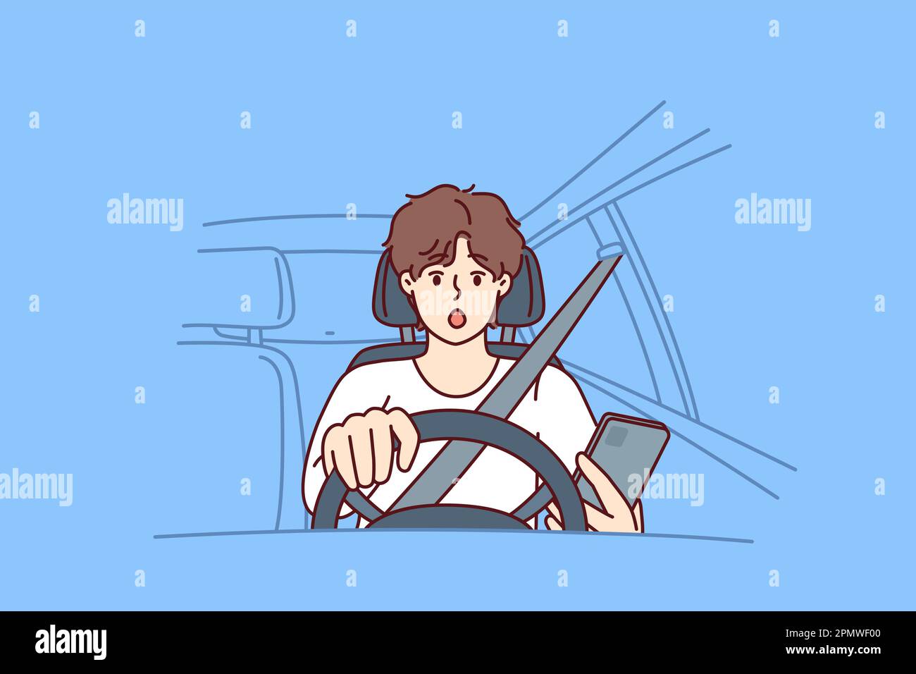 Driver behind steering wheel Stock Vector Images - Alamy