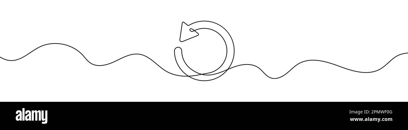 Recycling arrow in continuous line drawing style. Line art of a round ...