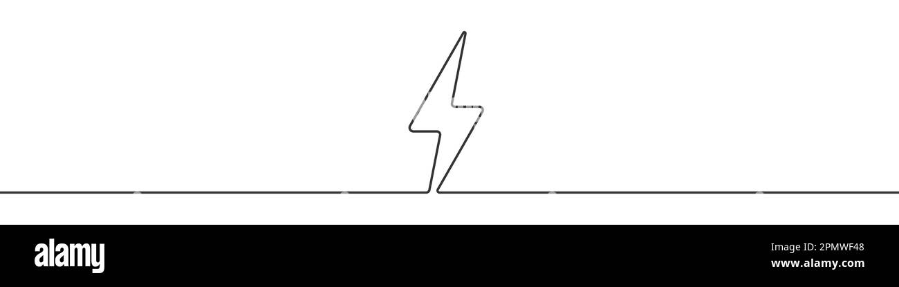 Lightning icon in continuous line drawing style. Line art of lightning ...