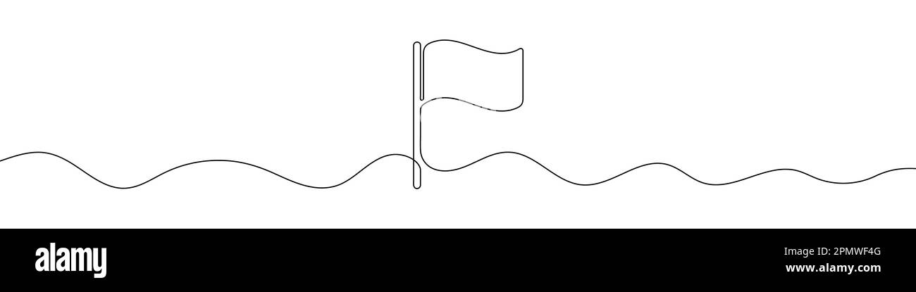 Flag icon in continuous line drawing style. Line art of flag icon ...