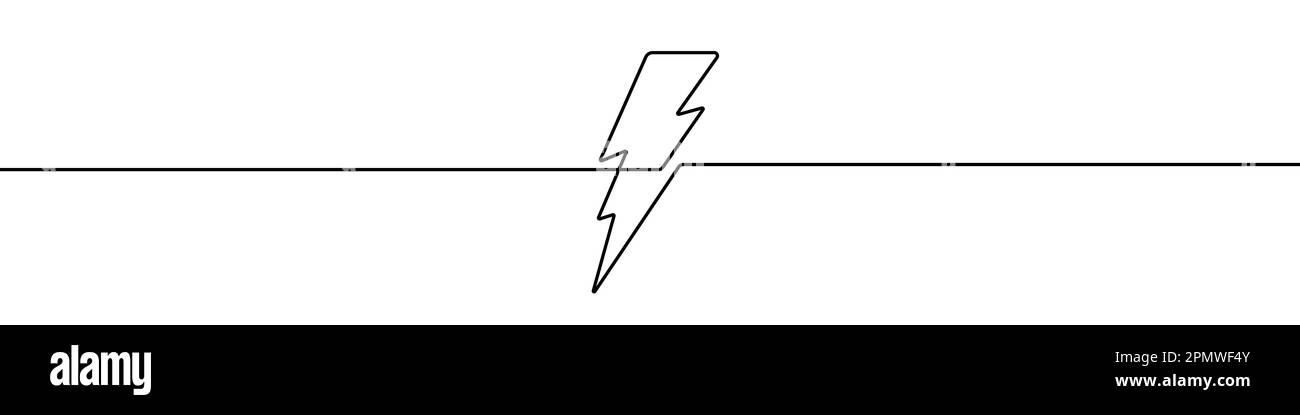 Lightning icon in continuous line drawing style. Line art of lightning ...