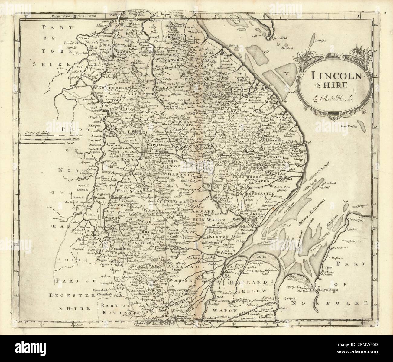 Lincolnshire. 'LINCOLN SHIRE' by ROBERT MORDEN from Camden's Britannia ...