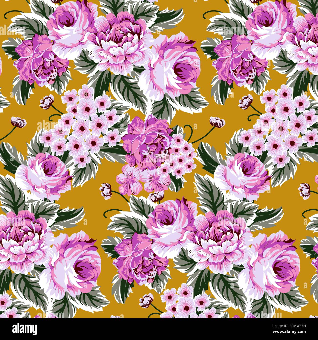 Floral Seamless Pattern Pink Botanical Stock Photo - Alamy