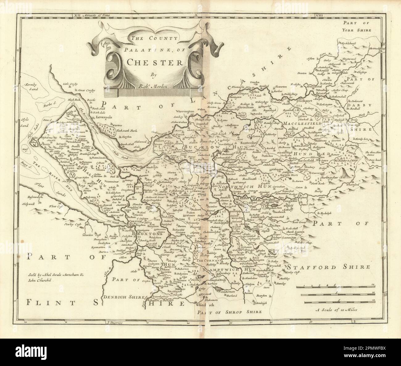 Cheshire.'COUNTY PALATINE OF CHESTER' ROBERT MORDEN Camden's Britannia ...
