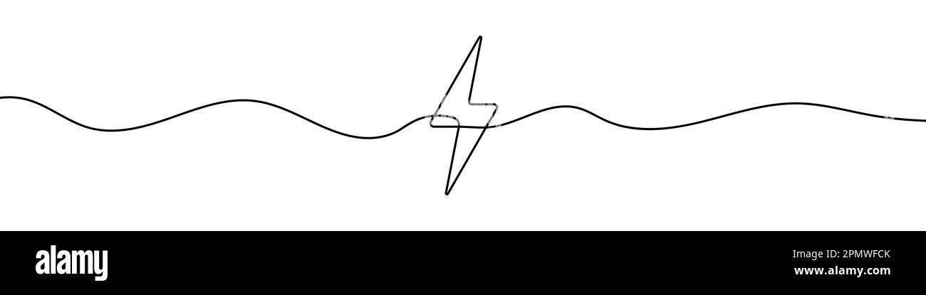 Lightning icon in continuous line drawing style. Line art of lightning ...