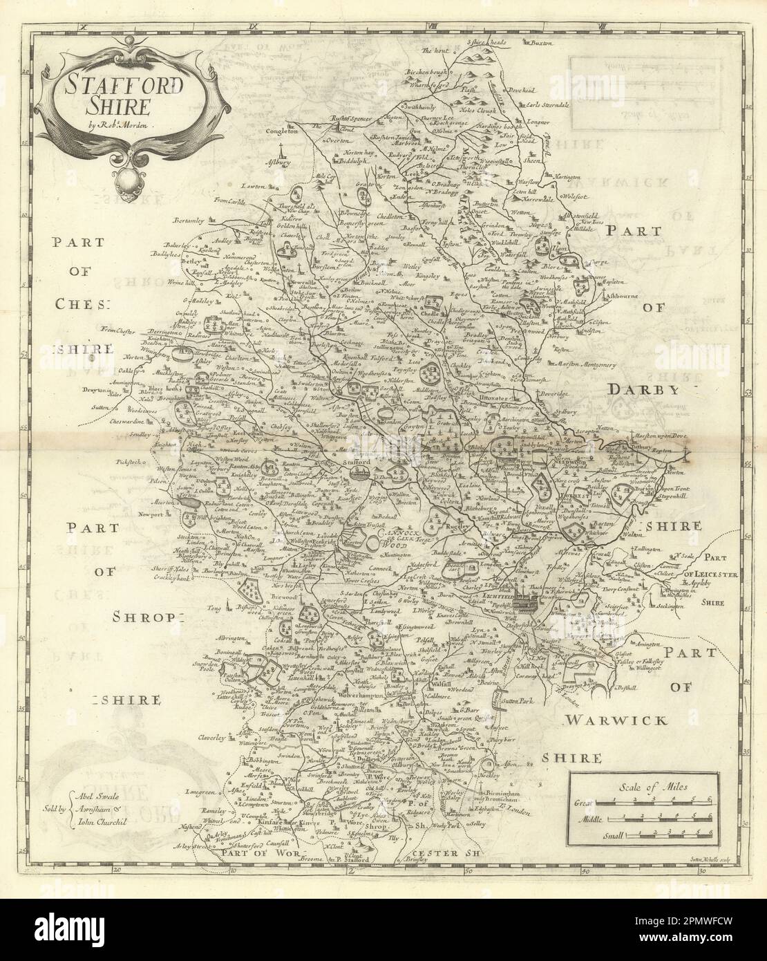 Staffordshire. 'STAFFORD SHIRE' by ROBERT MORDEN. Camden's Britannia ...
