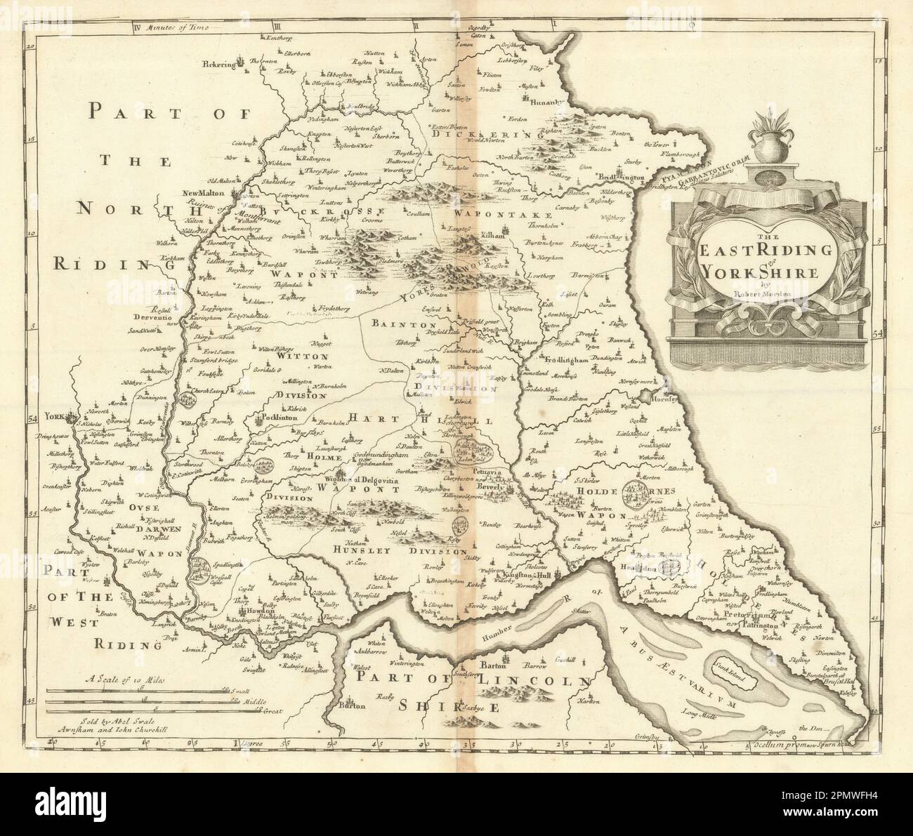 EAST RIDING OF YORKSHIRE by ROBERT MORDEN from Camden's Britannia 1695 ...