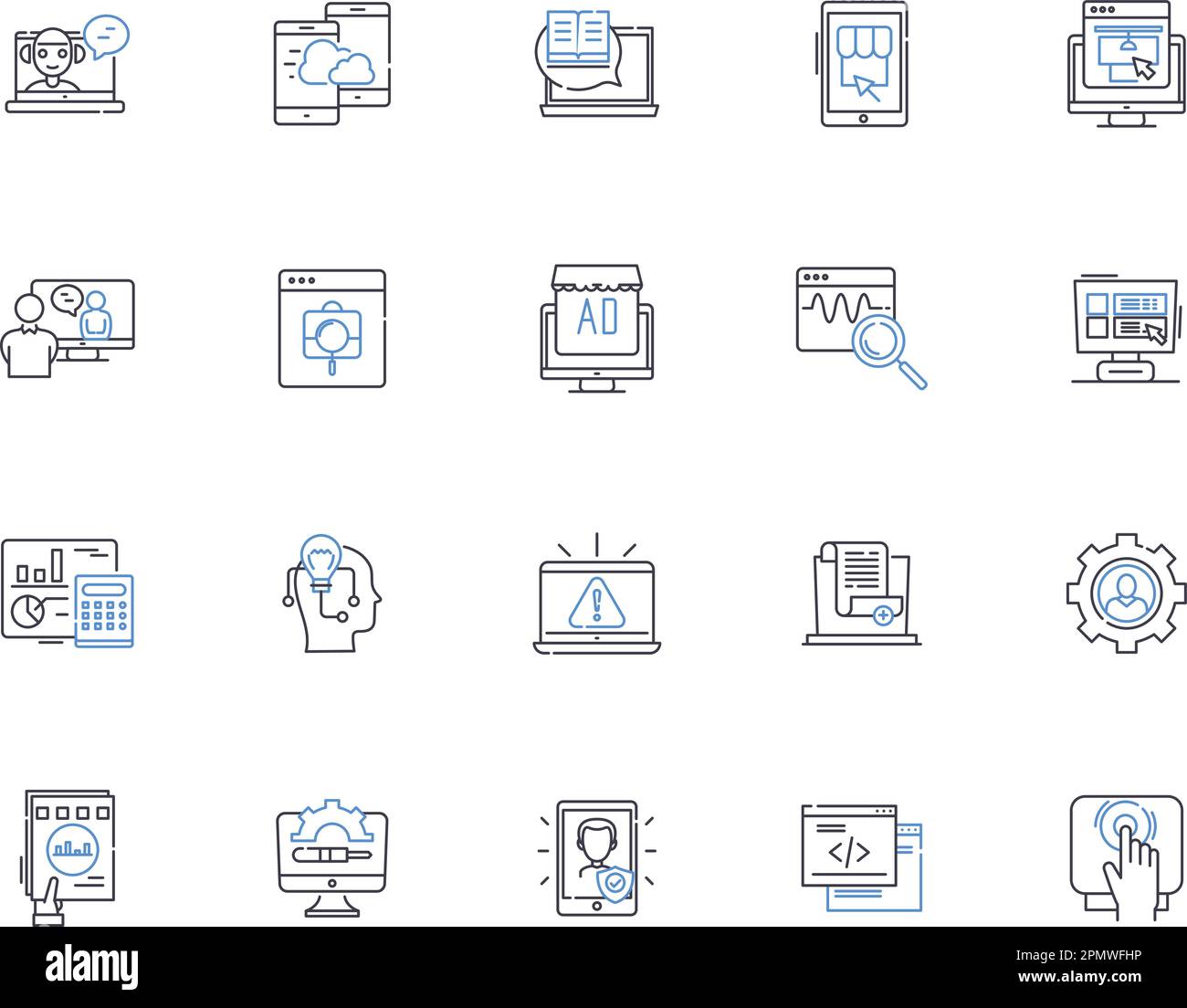 Business Software Outline Icons Collection Accounting Erp Crm Office Purchasing Invoicing