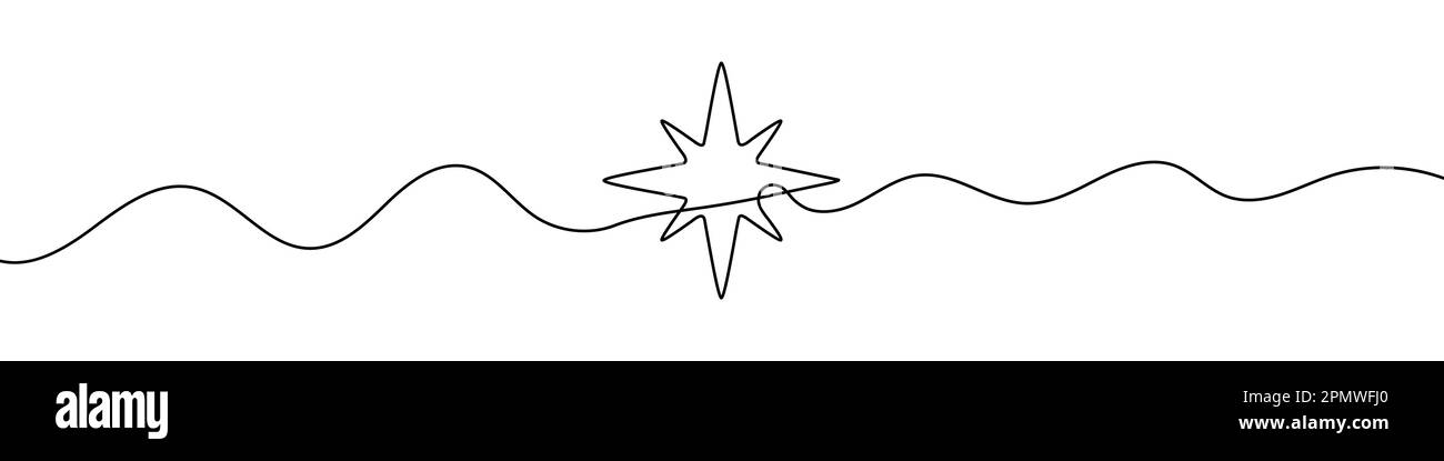 Star in continuous line drawing style. Line art star icon. Vector ...