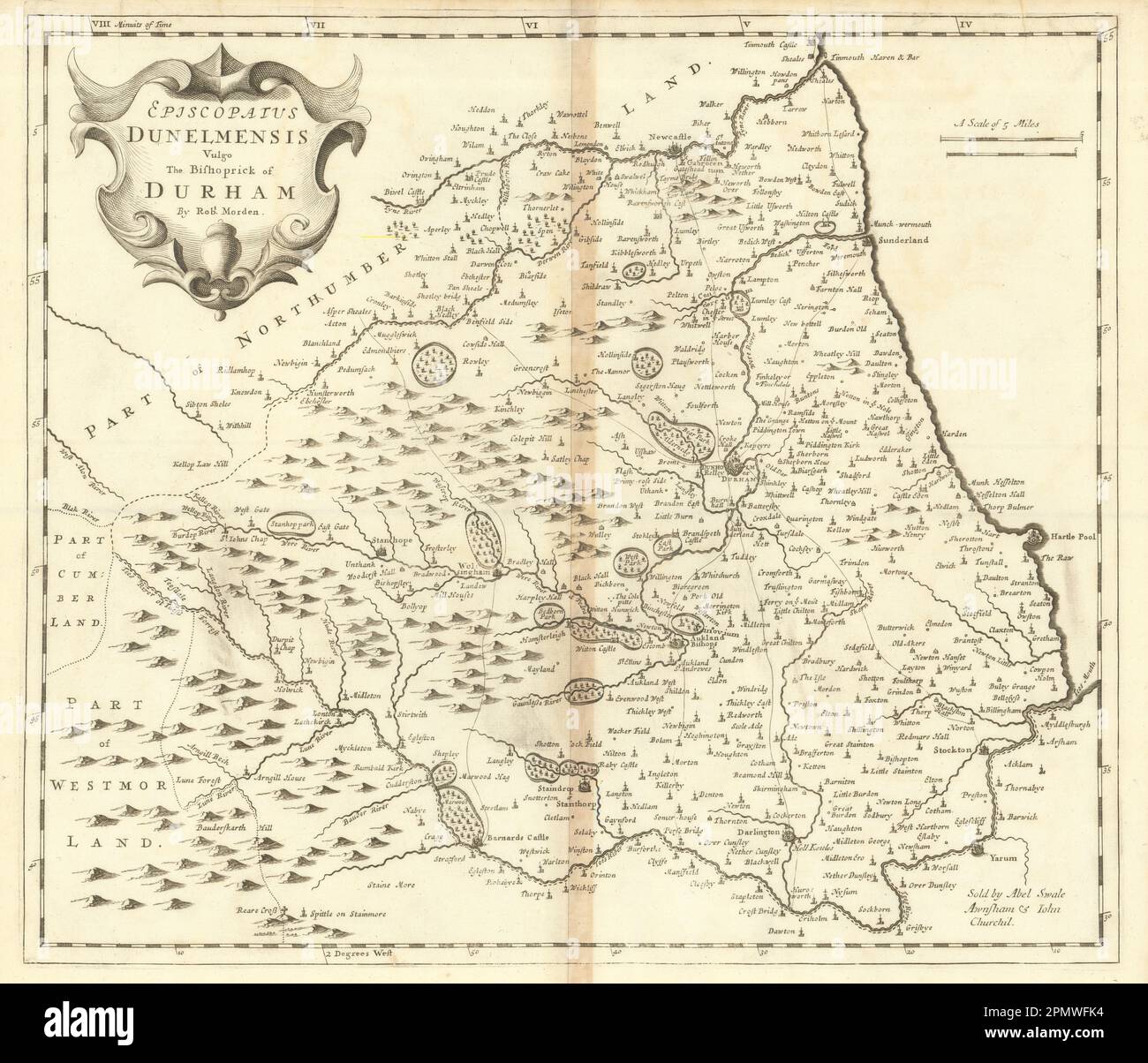 Bishopric of Durham. 'EPISCOPAIUS DUNELMENSIS' by ROBERT MORDEN 1695 ...