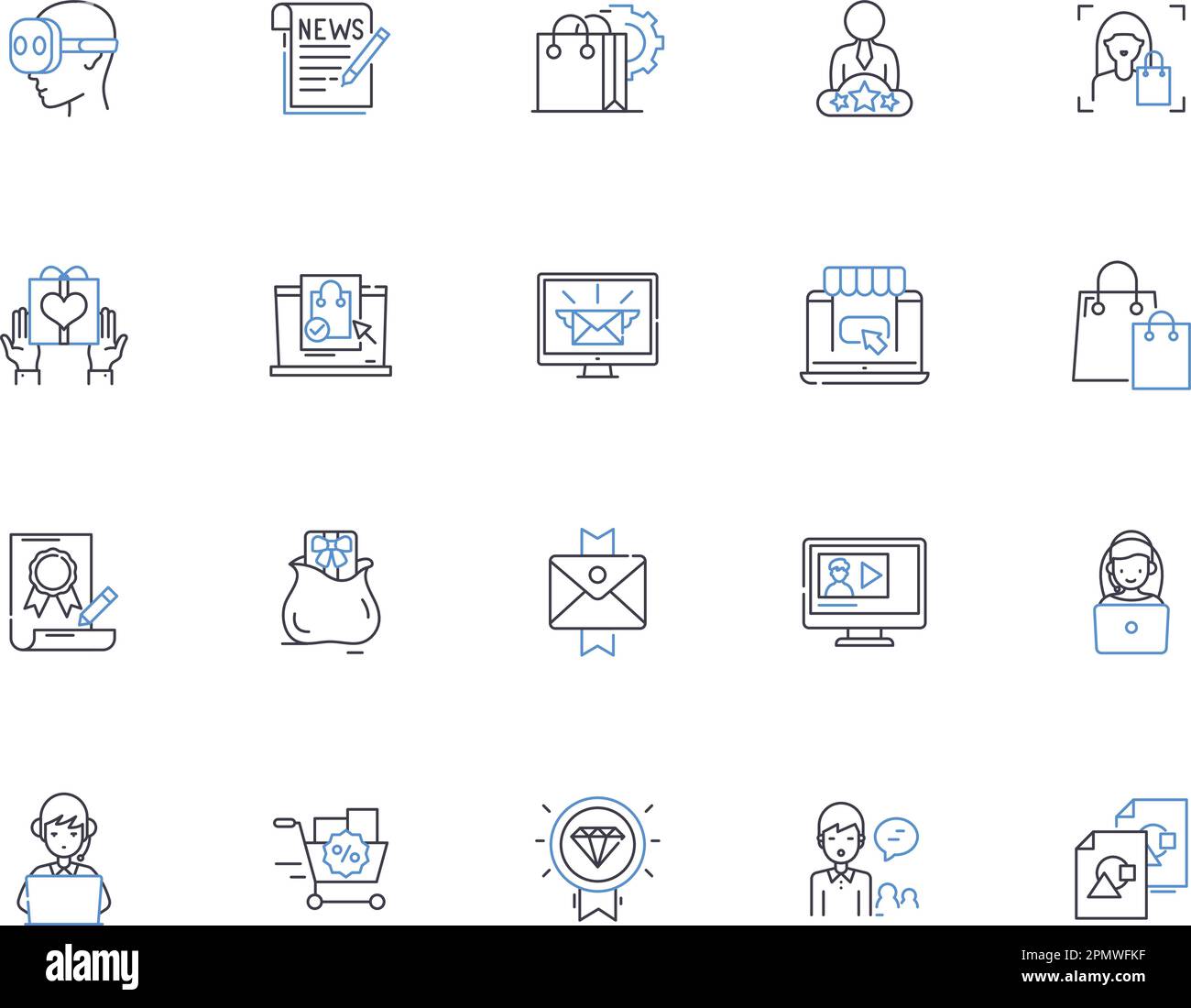 Advertising outline icons collection. Promotion, Branding, Publicity ...