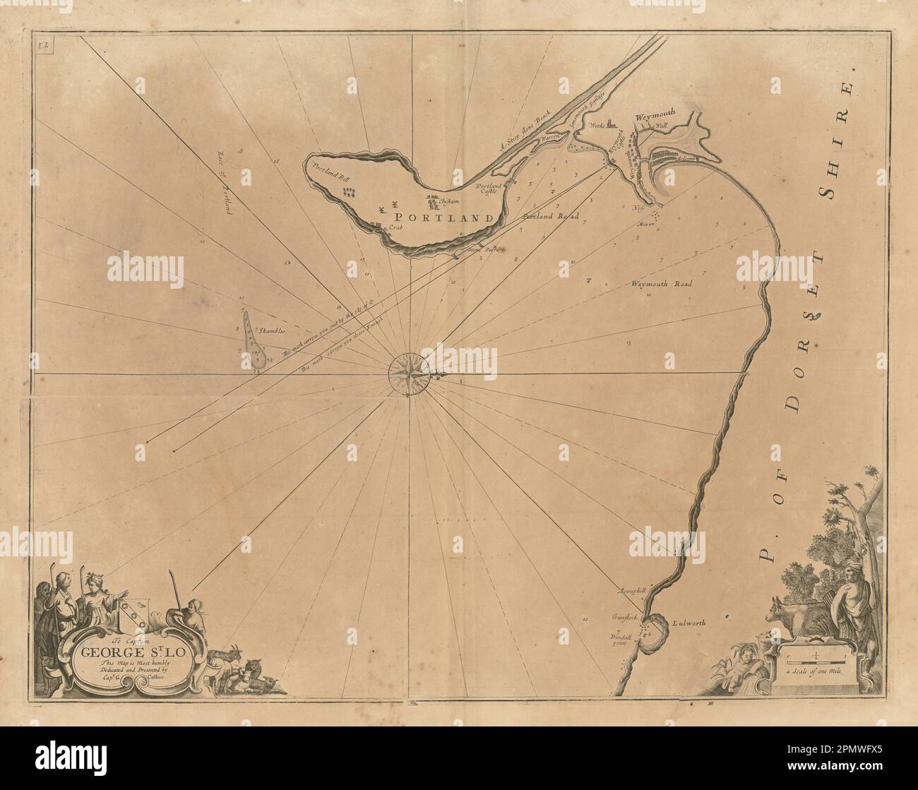 Dorset coast chart. Chesil Beach, Portland, Weymouth, Lulworth. COLLINS ...