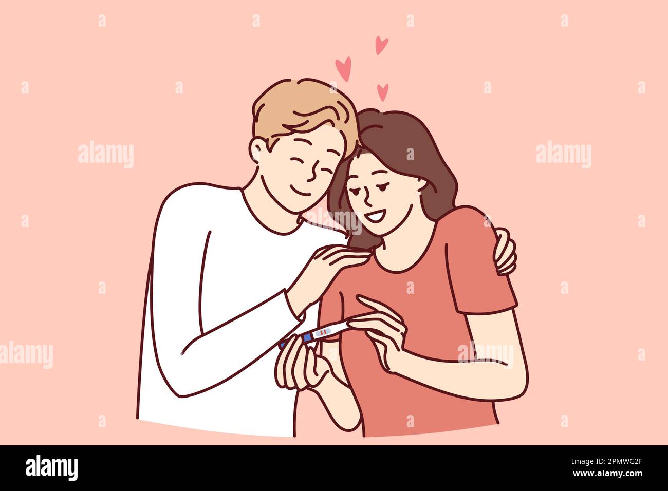 Happy couple with pregnancy test rejoices to see result predicting ...