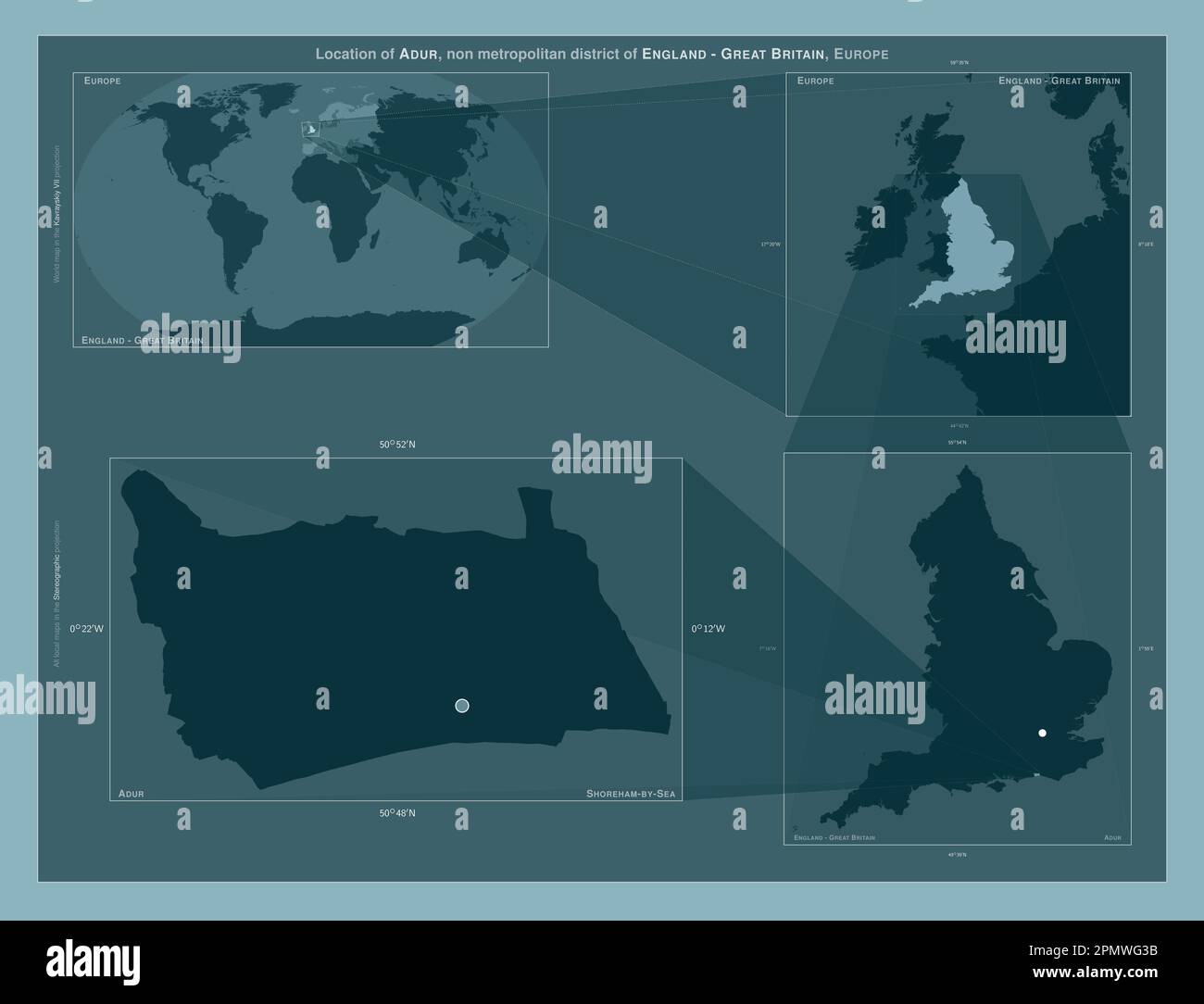 Adur, non metropolitan district of England - Great Britain. Diagram ...