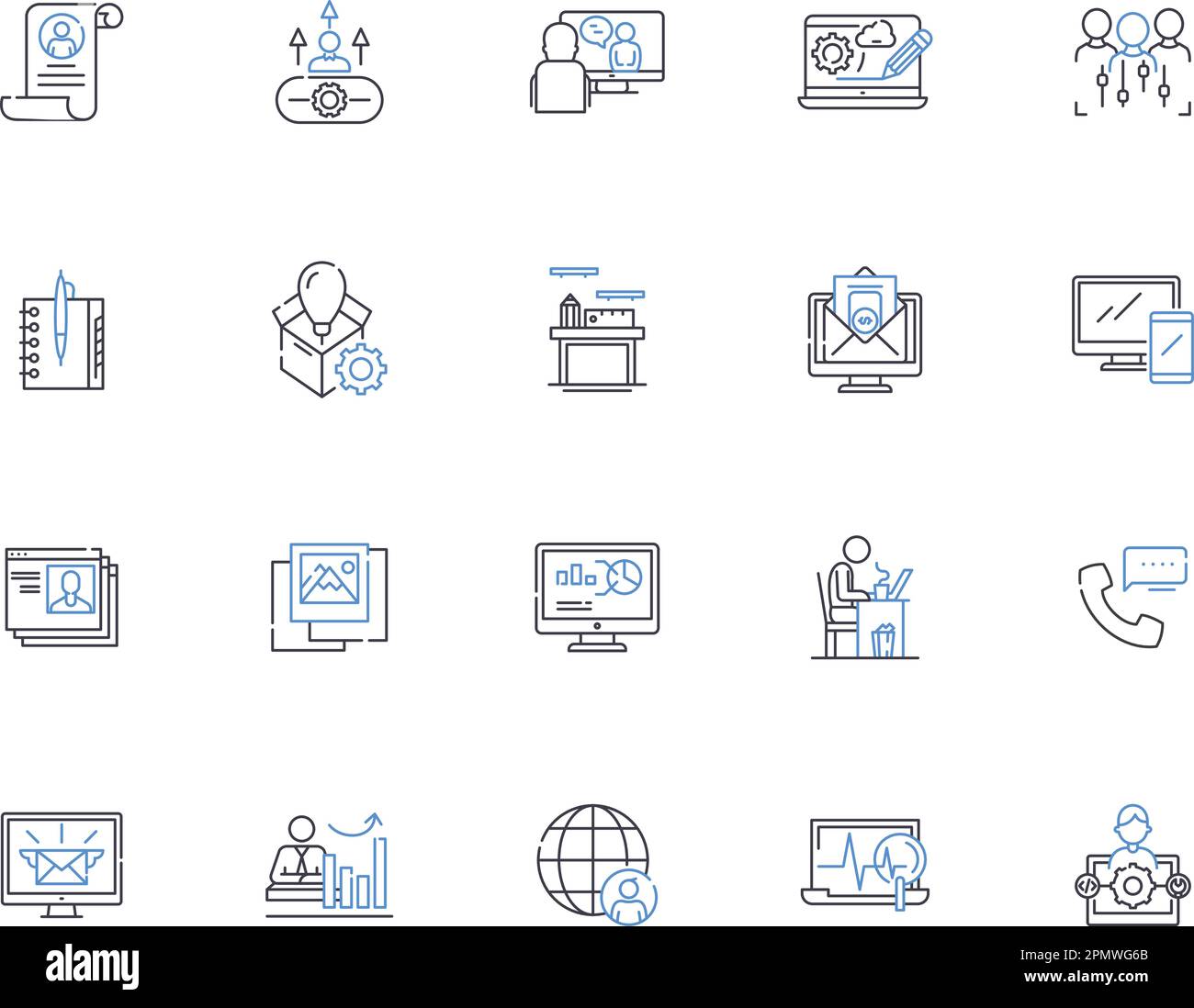 Working people outline icons collection. Labor, Employees, Staff ...