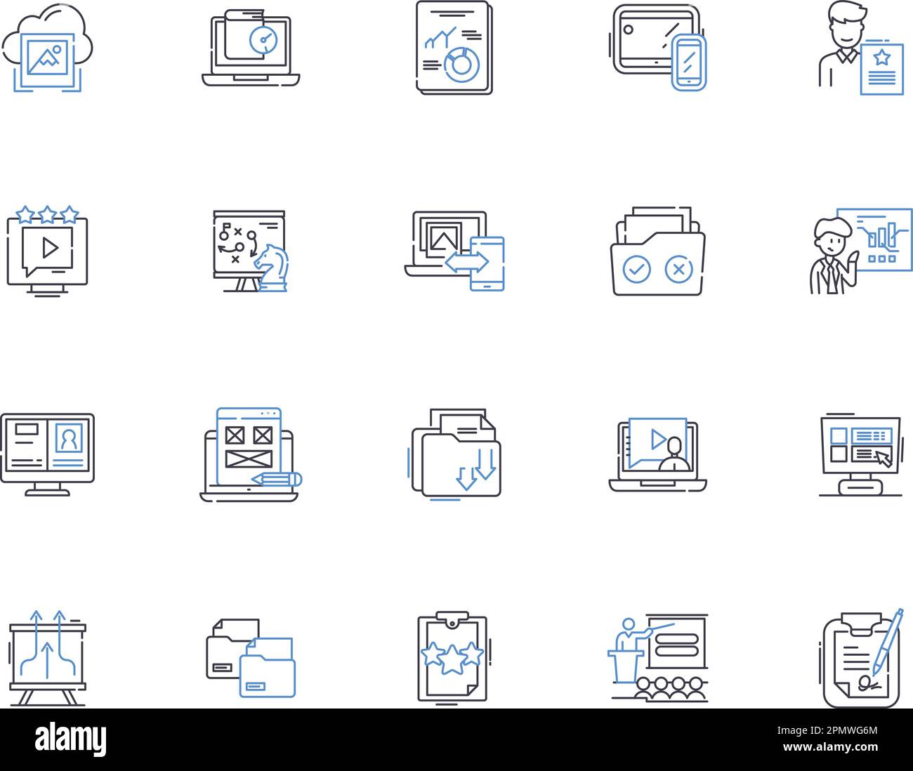 Presentation outline icons collection. Presentation, Speech, Slideshow, Demonstration ...