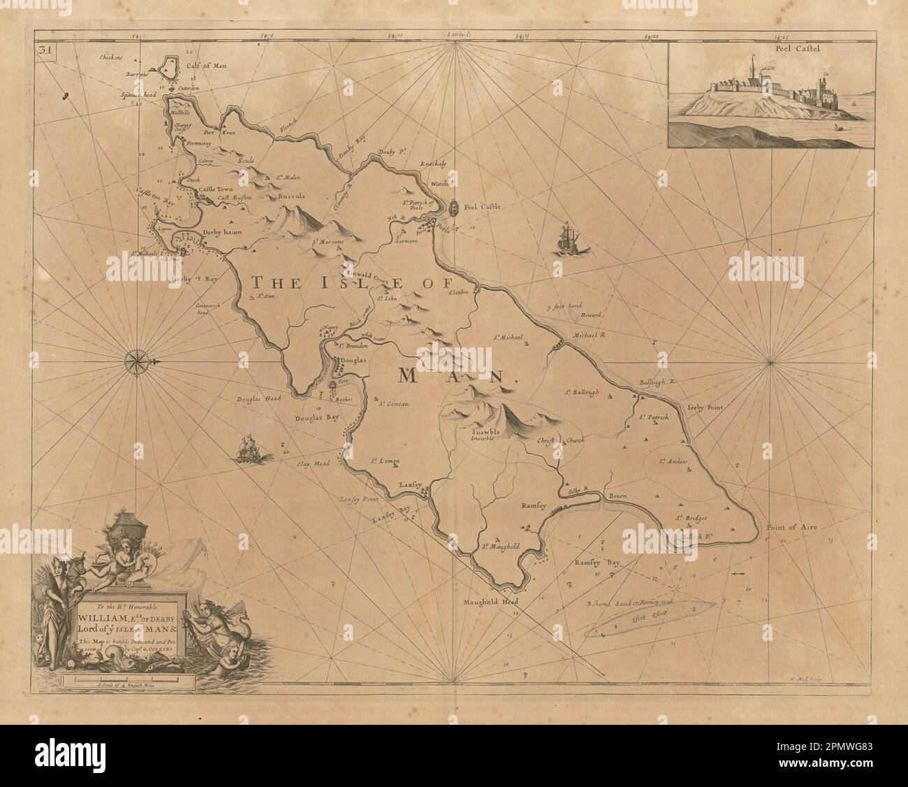 THE ISLE OF MAN sea coast chart. Douglas Ramsey Peel Castle. COLLINS ...