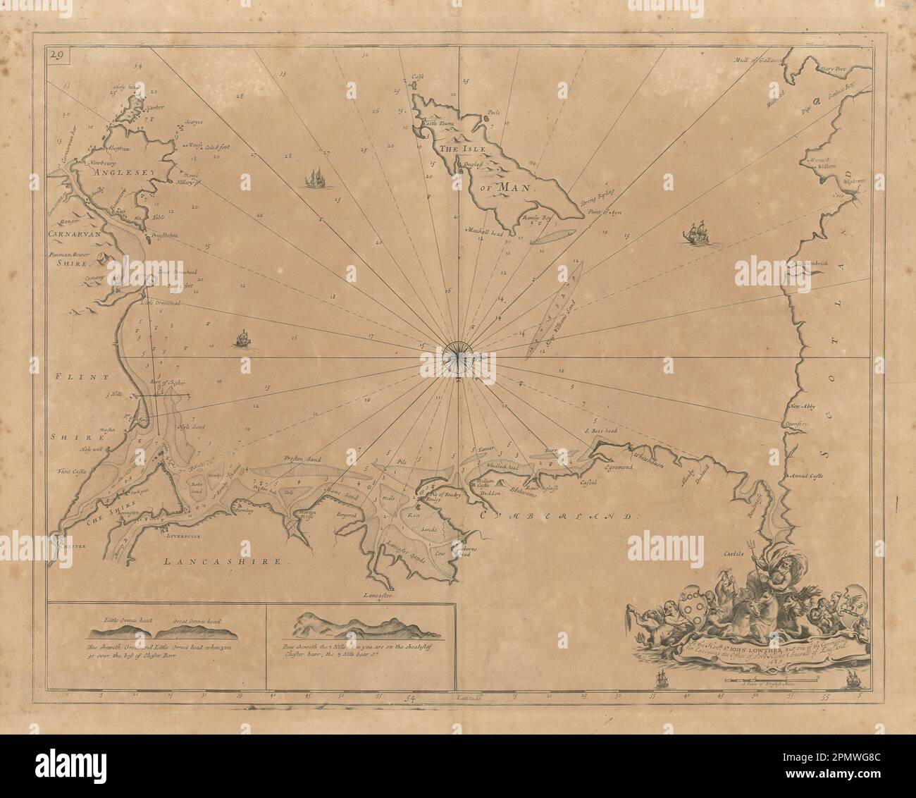 IRISH SEA chart. Lancashire Cumbria North Wales Isle of Man. COLLINS ...