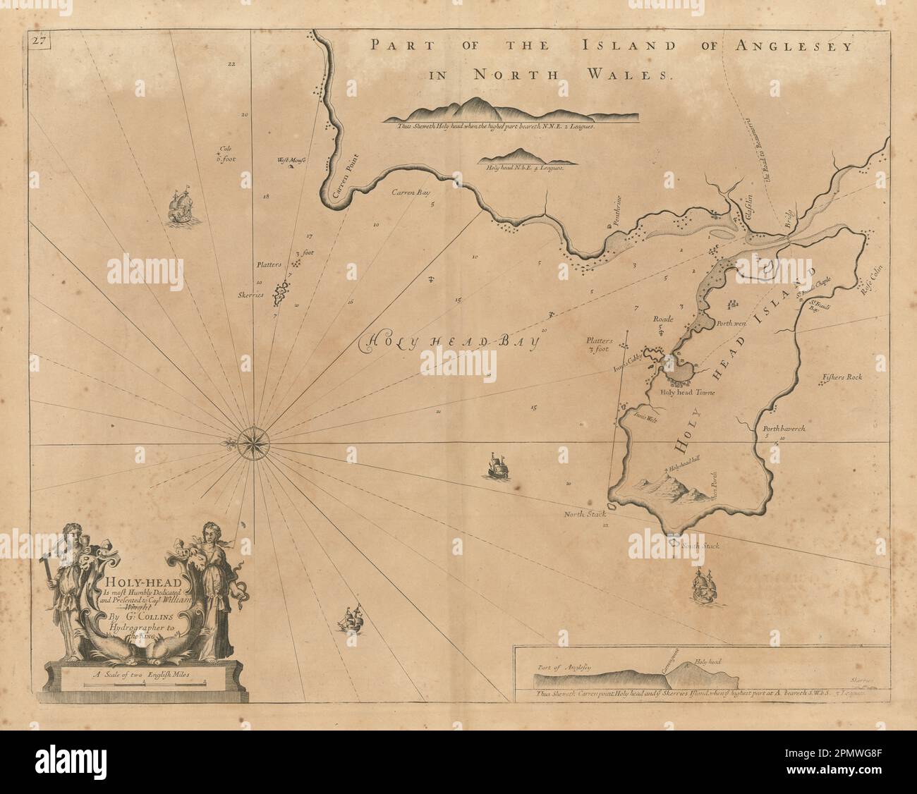 Holy-Head sea chart. Holy Island & HOLYHEAD, Anglesey. Capt. COLLINS ...