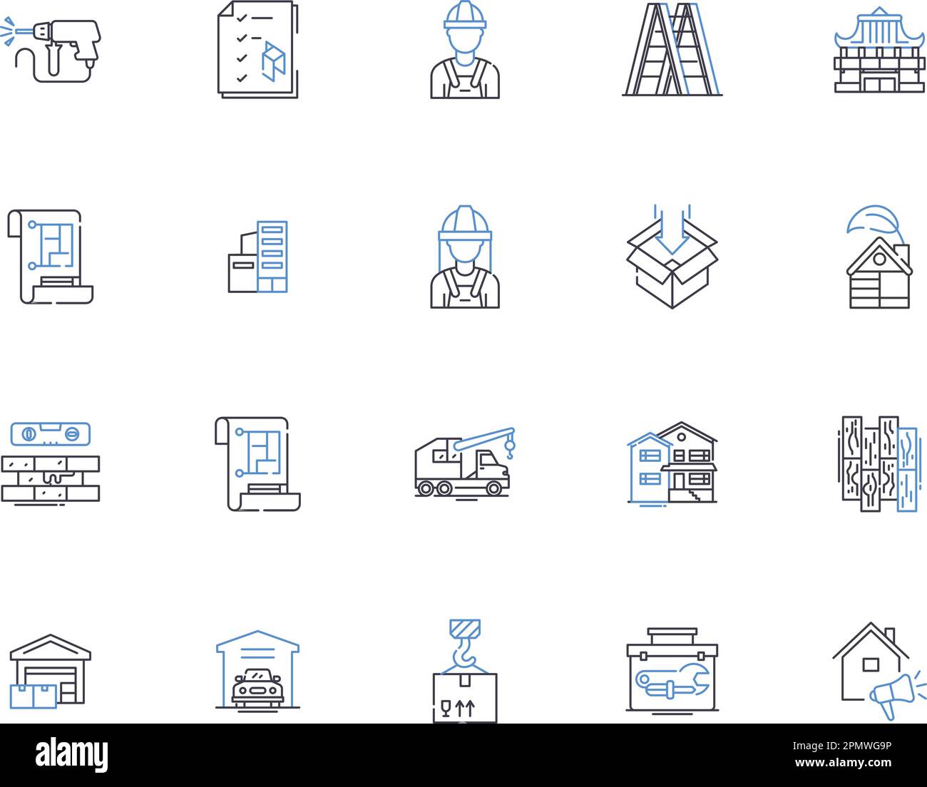 Construction Outline Icons Collection Build Erect Construct Assemble Constructible
