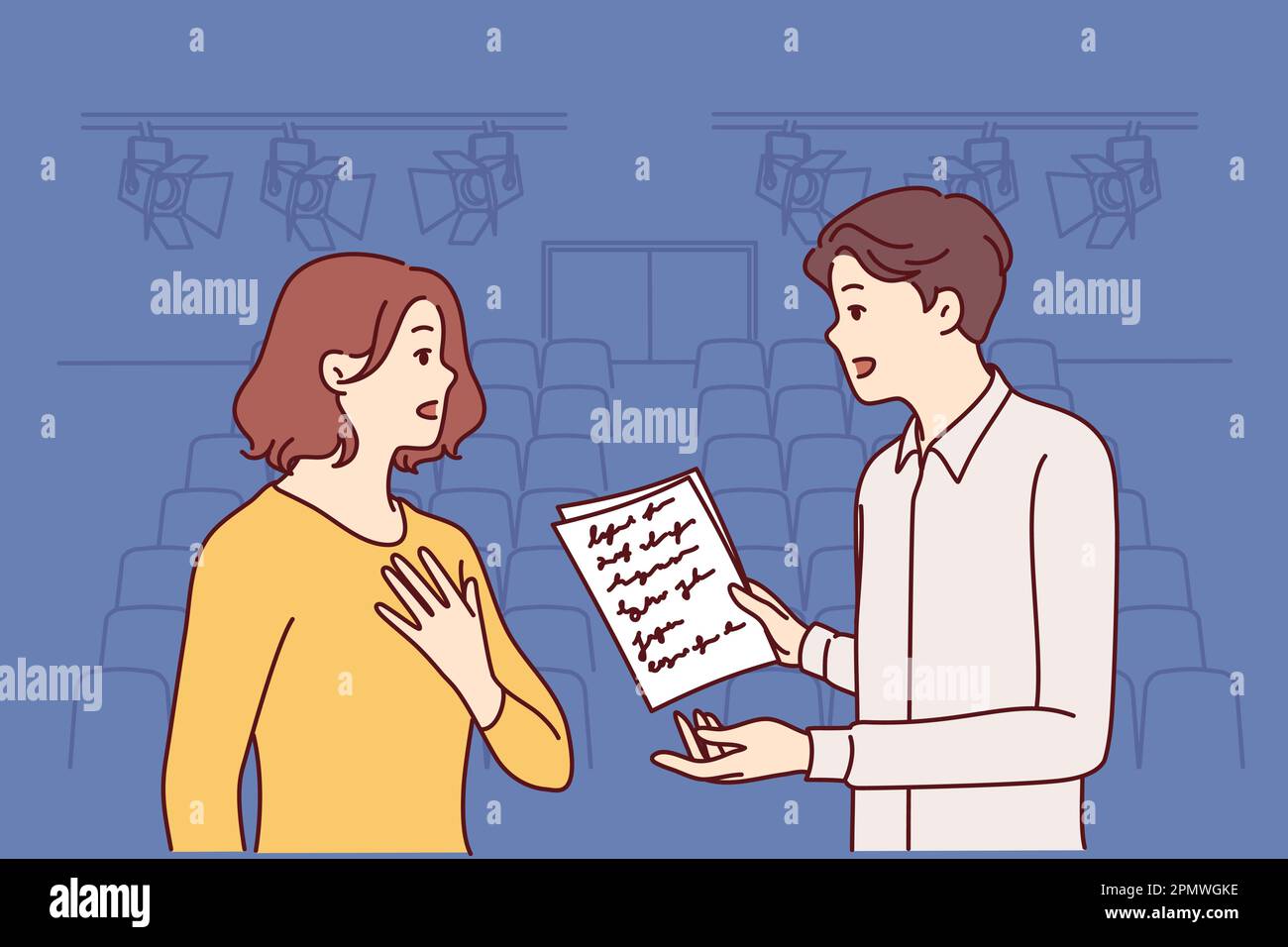 Rehearsing on stage Stock Vector Images - Alamy