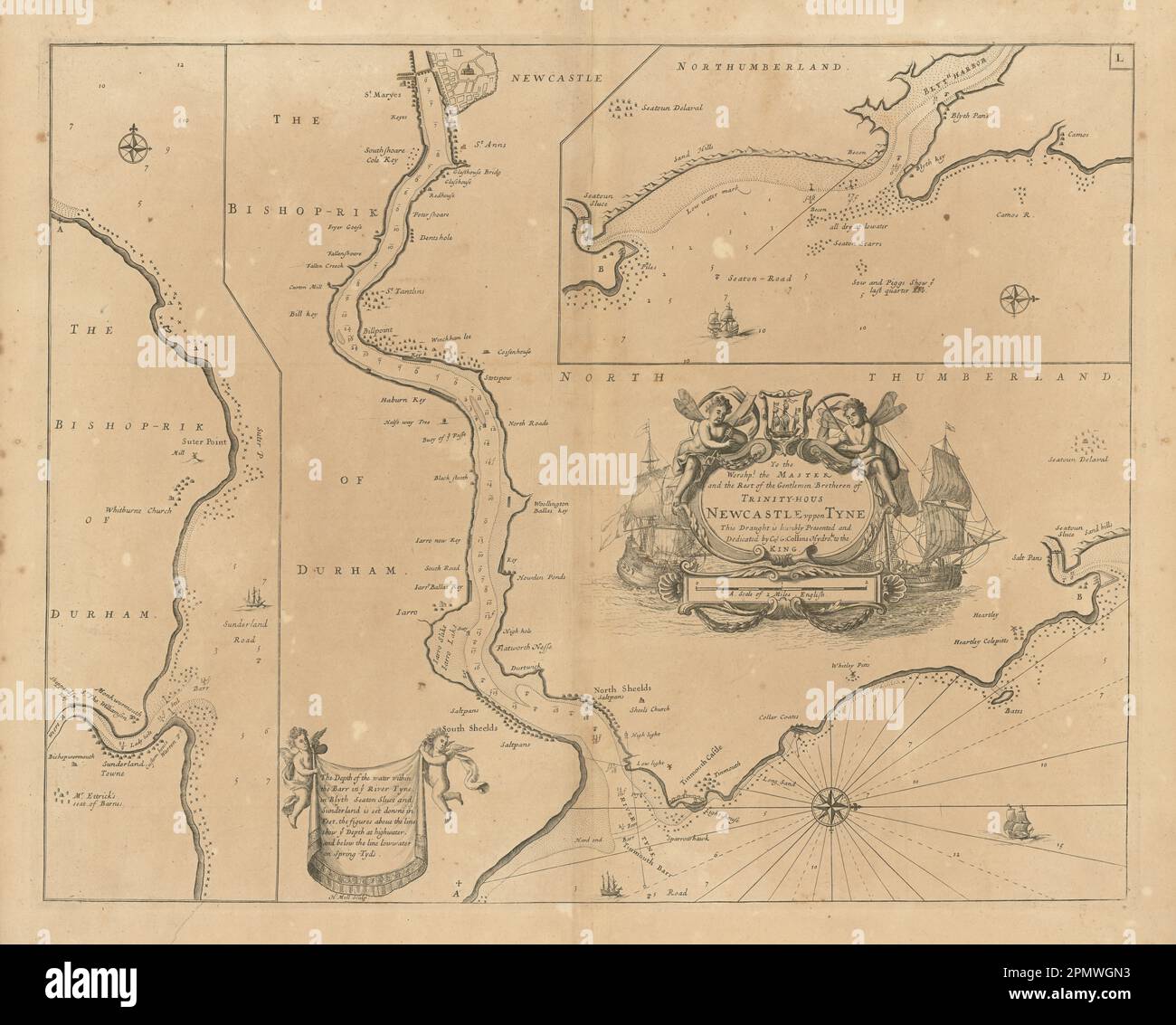NEWCASTLE UPPON TYNE. Tyneside Wearside Sunderland Blyth. COLLINS 1693 ...