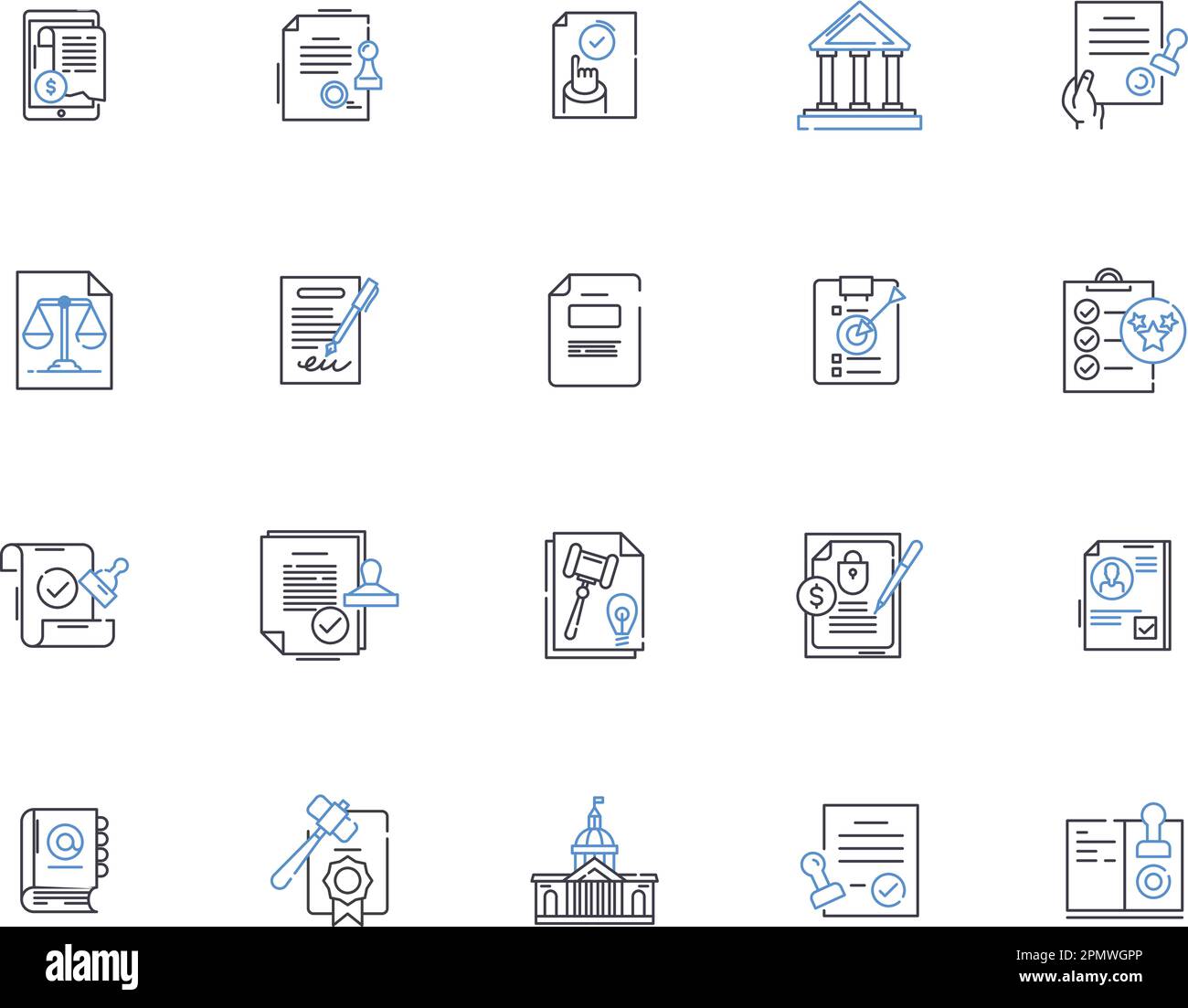 Legal outline icons collection. Law, Court, Rights, Contract, Attorney ...