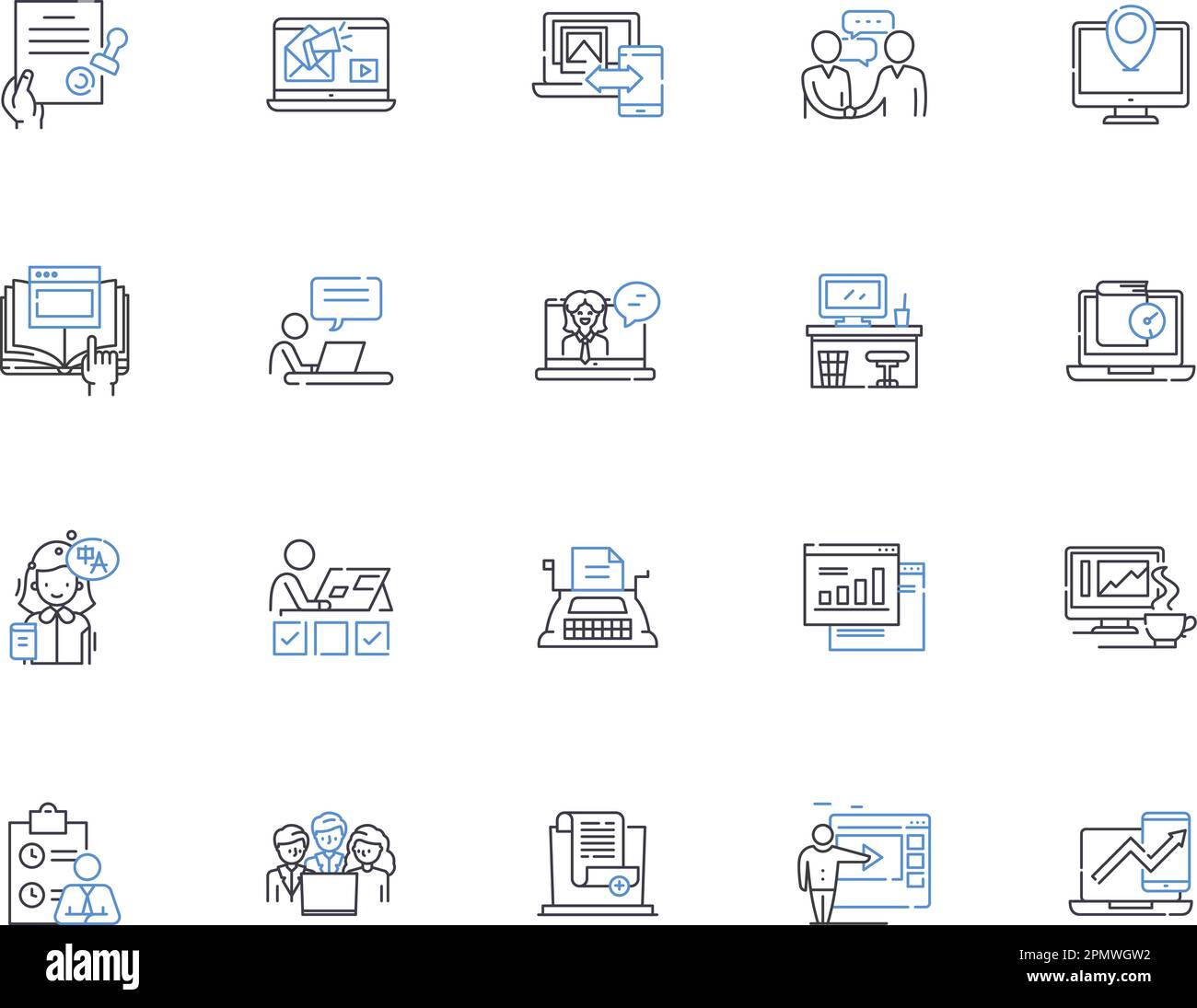 Working people outline icons collection. Labor, Employees, Staff ...