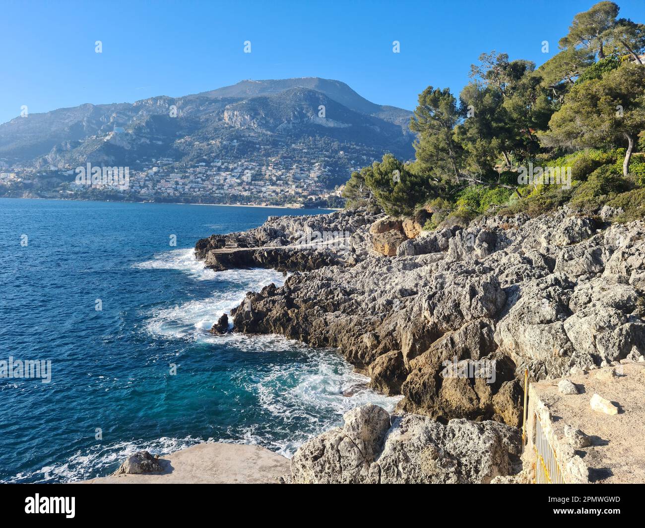 A mesmerizing seascape at Roquebrune-Cap-Martin, featuring contrasting ...