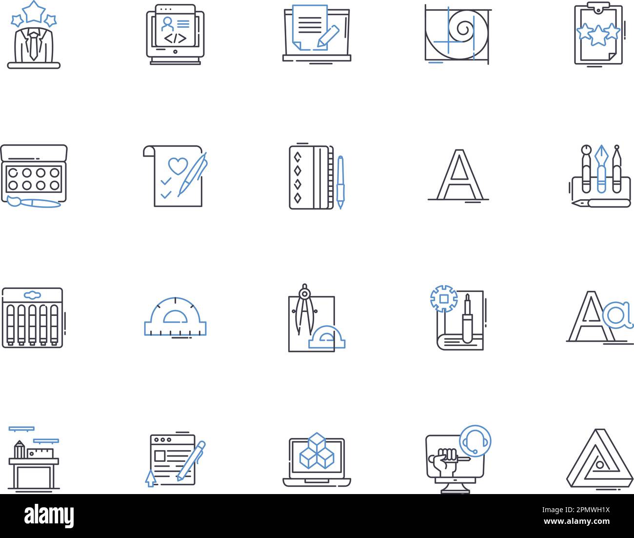Design Outline Icons Collection Design Creation Pattern Presentation Architecture Modeling