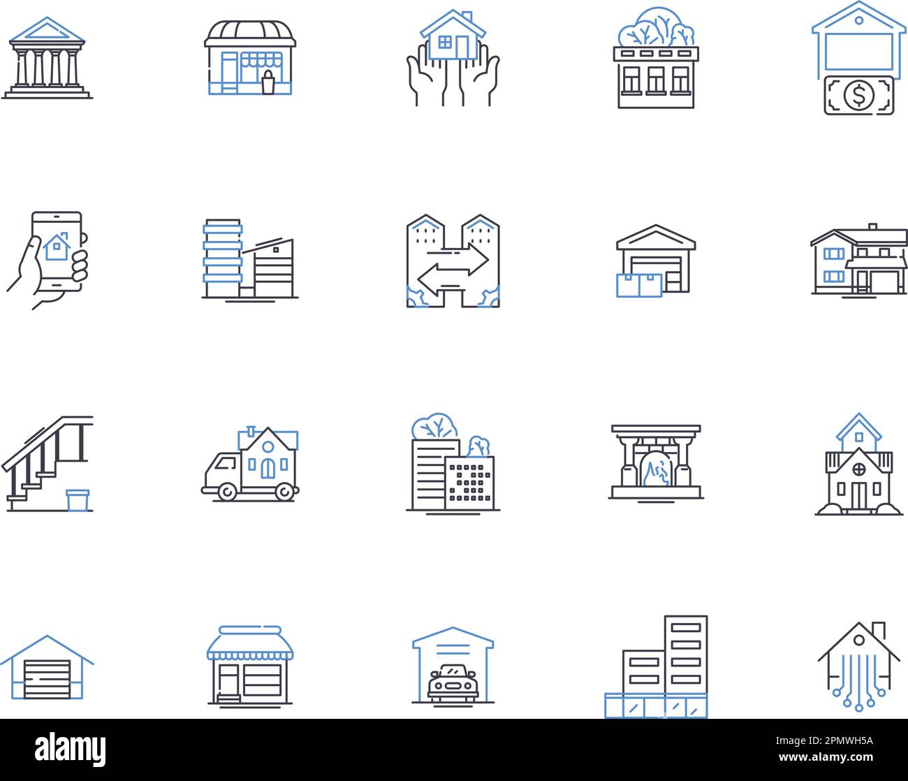 Property investment outline icons collection. investment, property, realestate, rentals ...