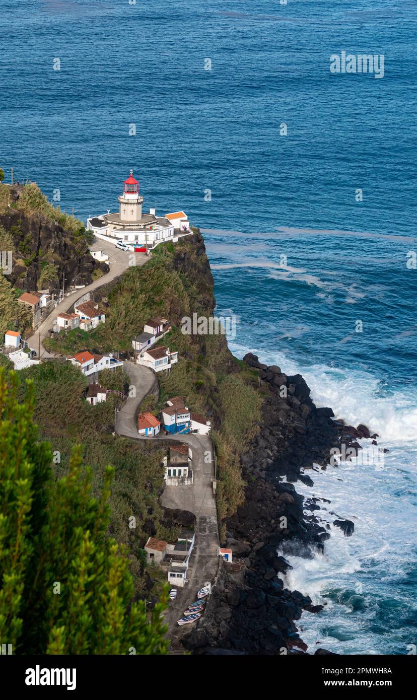Farol do Arnel Lighthouse on Sao Miguel island Azores Stock Photo - Alamy