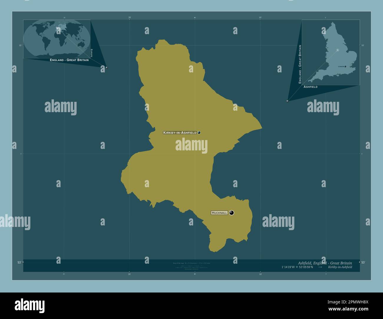 Ashfield, non metropolitan district of England - Great Britain. Solid ...