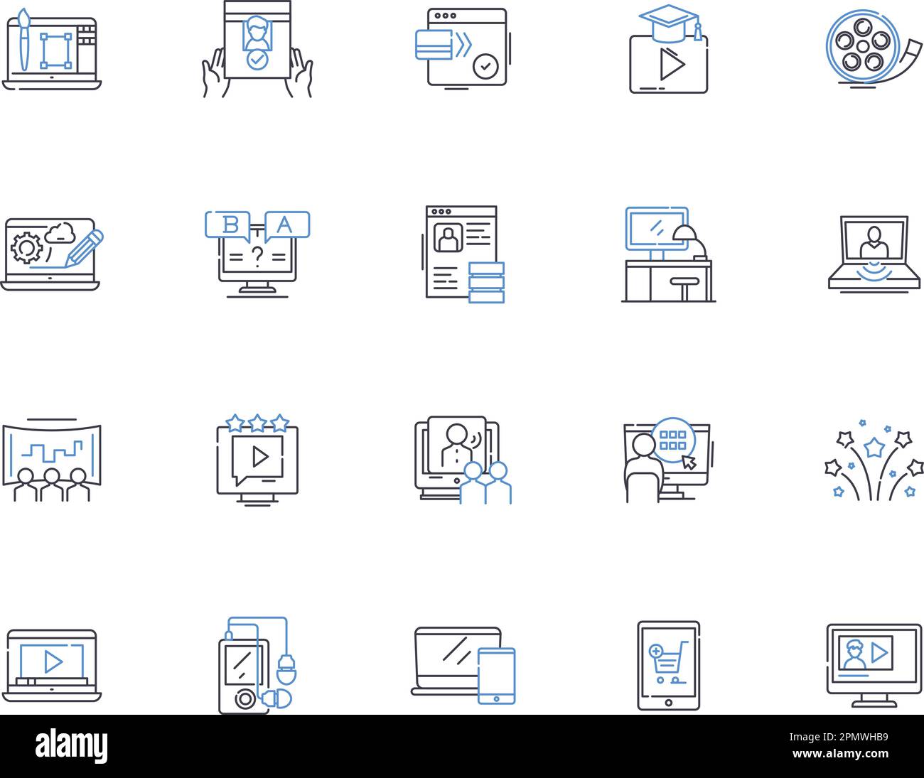 Media outline icons collection. Media, Journalism, Broadcasting, Newspapers, Radio, Television ...