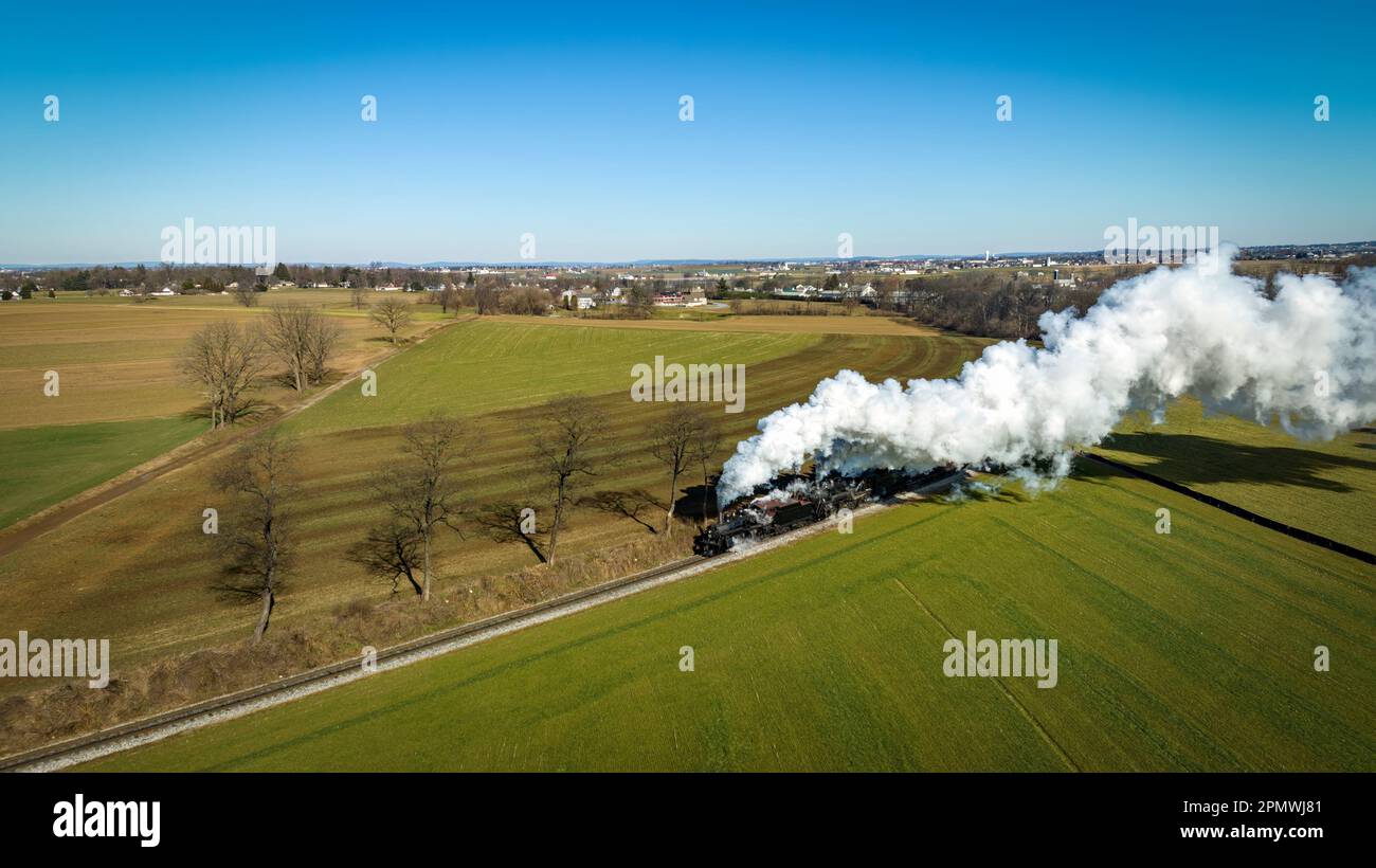 Aerial view antique steam locomotive hi-res stock photography and ...
