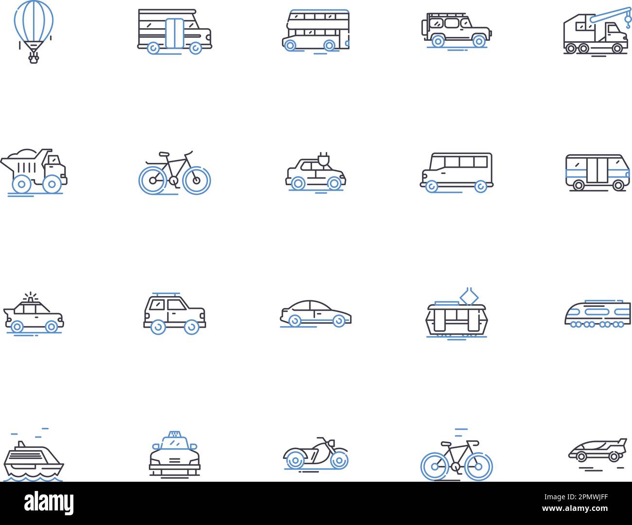 Transport set outline icons collection. Transport, Set, Vehicles ...