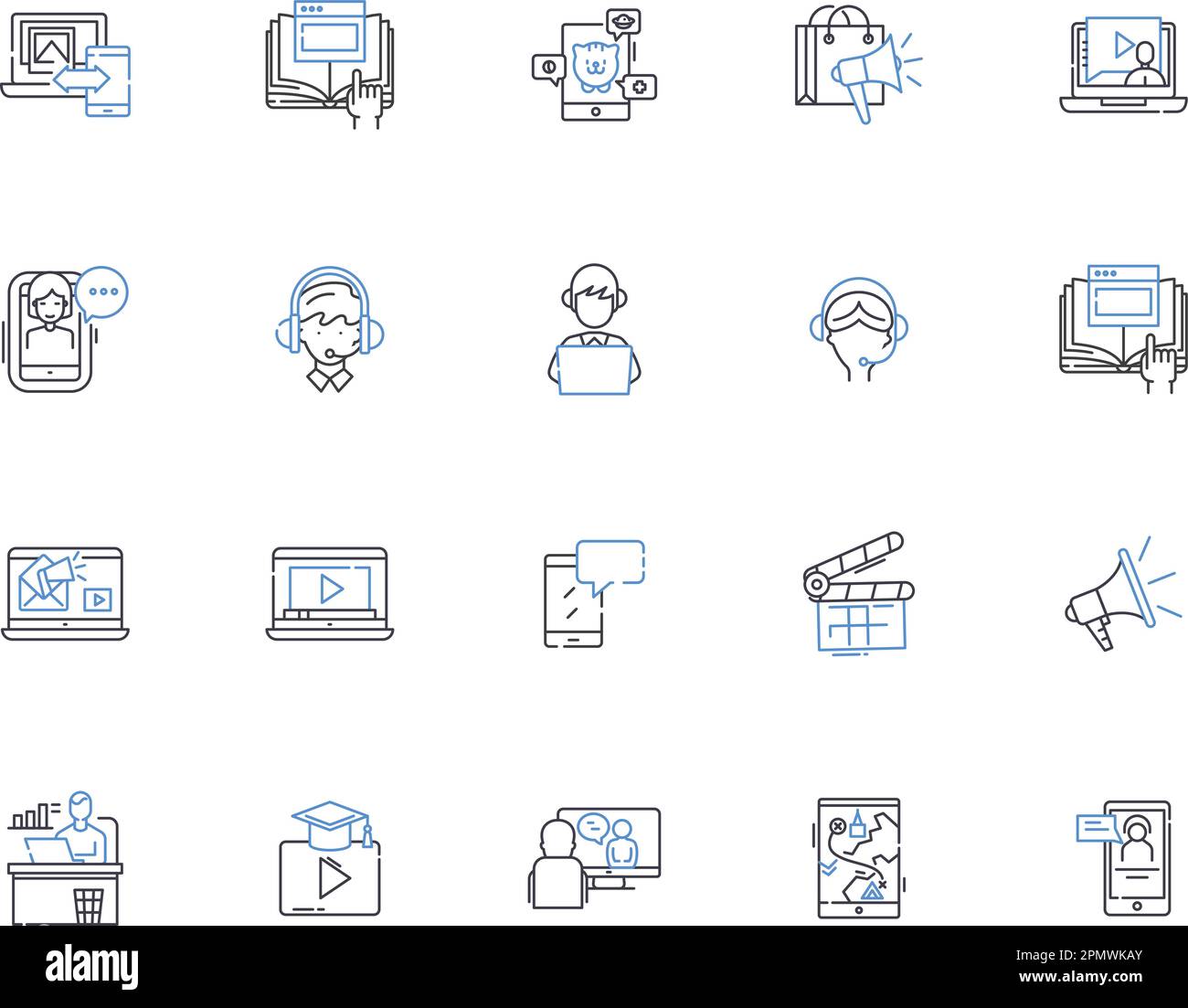 Mass media outline icons collection. Media, Mass, Journalism, Broadcast, Communication, Public ...