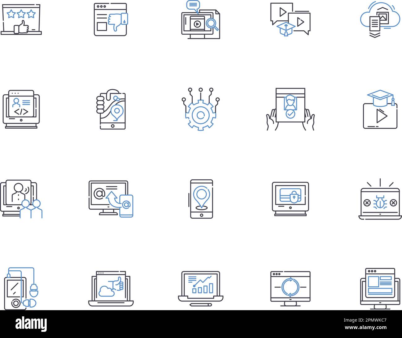 Business software outline icons collection. Accounting, ERP, CRM ...