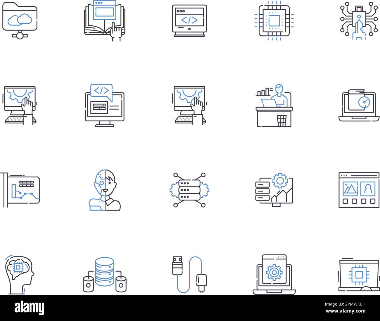 Web Programming Outline Icons Collection Web Programming Html Css Javascript Ajax Xml