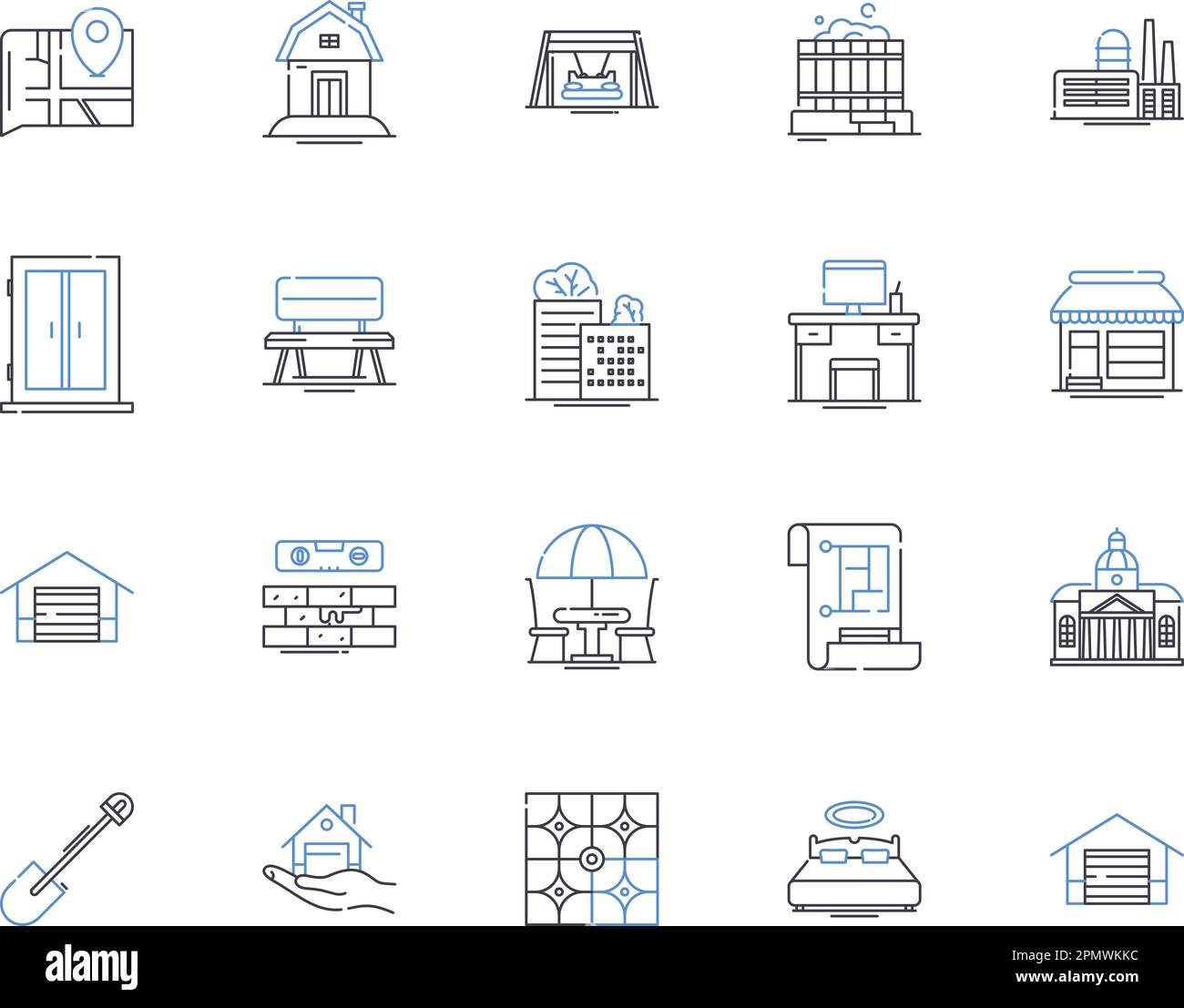Remodeling and renovation outline icons collection. Remodelling ...
