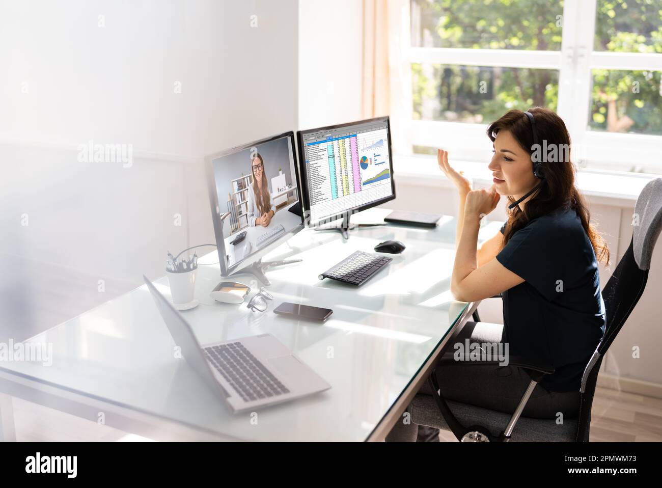 Online Video Conference Learning Call. Work From Home Stock Photo - Alamy