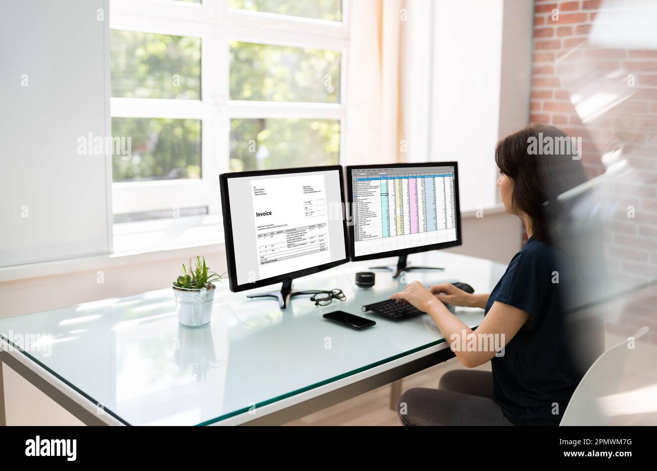 Analyst Working With Spreadsheet On Computer Screen Stock Photo - Alamy