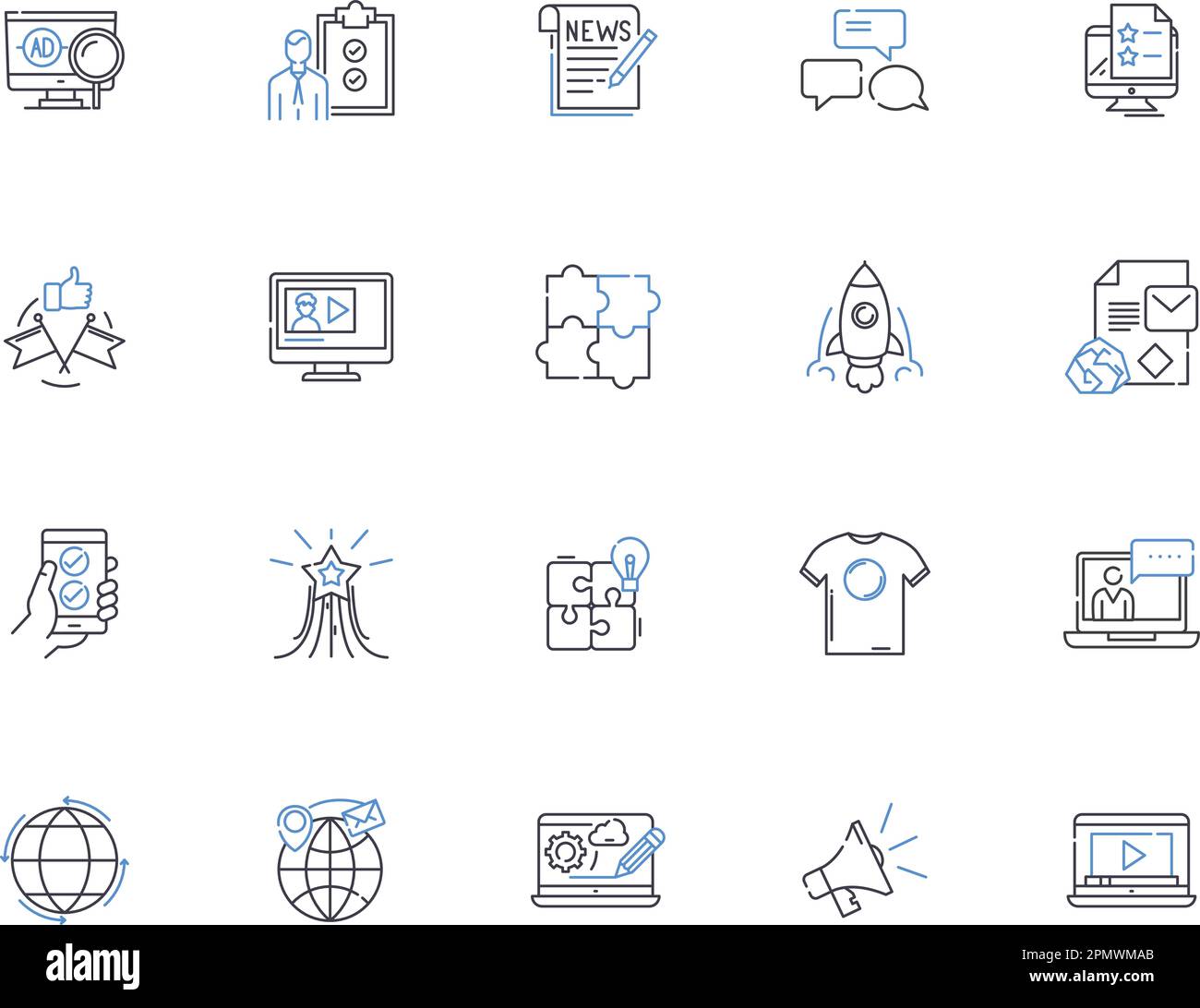 Public and government relations outline icons collection. Public ...