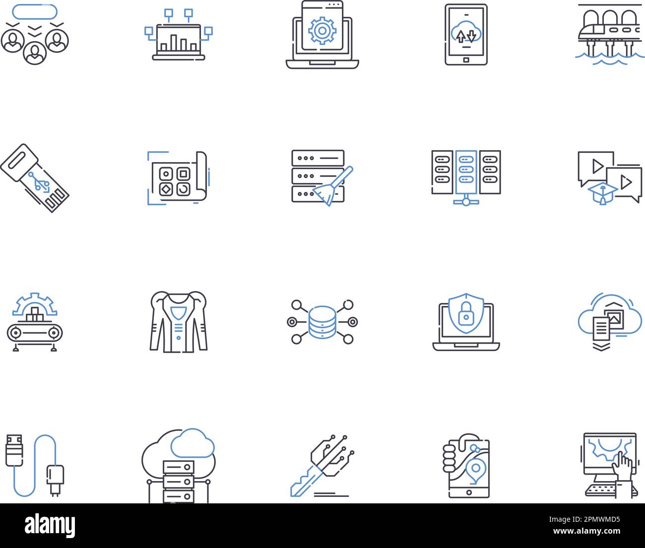 Hardware Outline Icons Collection Hardware Components Peripherals Processors Gpus